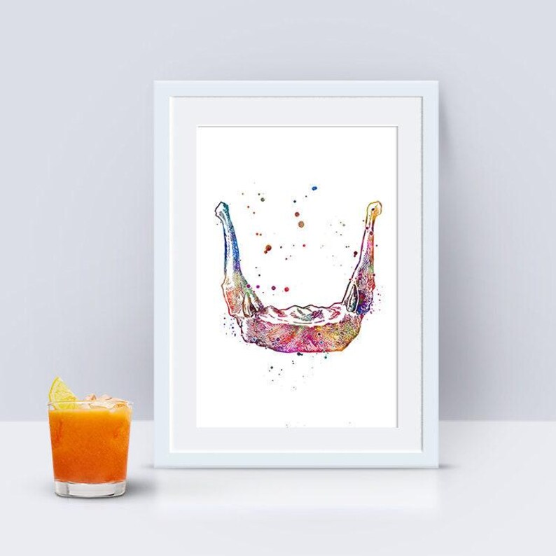 Hyoid Bone Print, Sleep Doctor Office Decor, Multicolored Watercolor ...
