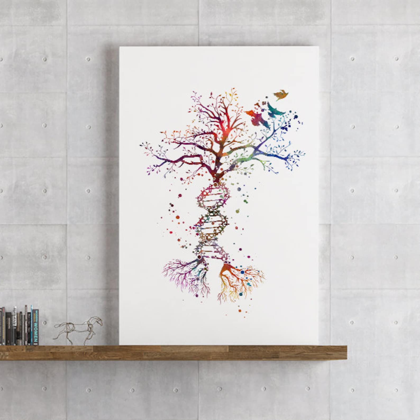 Genetic Science Art DNA Tree of Life Watercolor Print Genetics | Etsy