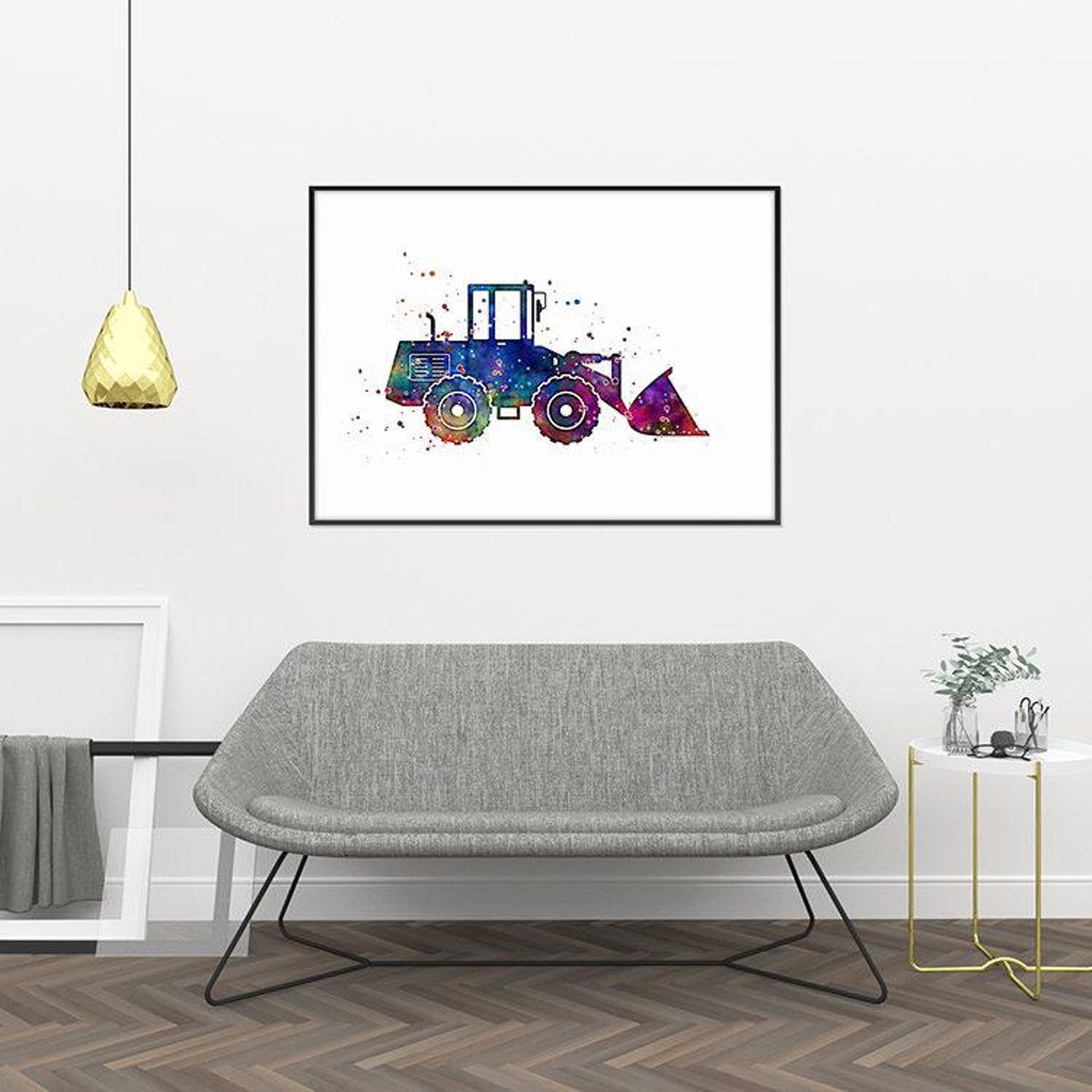 Skid Steer Loader Wall Art for Nursery, Front End Loader Vibrant Ptint ...