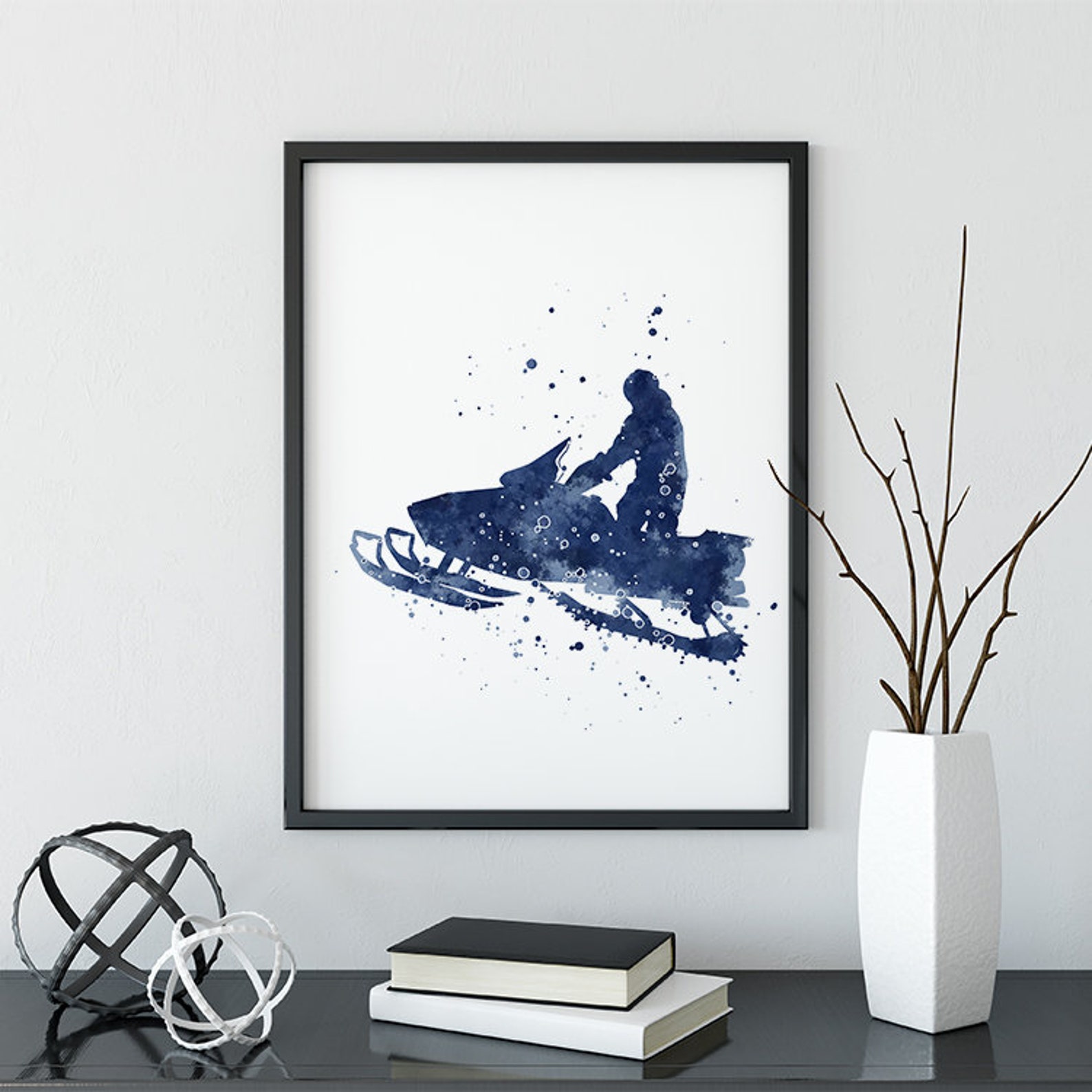 Snowmobile Watercolor Print Snowmobiler Poster Snowmobilist - Etsy