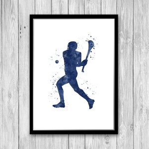 Hurling Player Art Print, Navy Blue Boys Room Wall Decor, Hurler ...