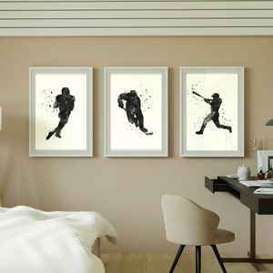 Black and White Sports Prints, Sports Art Decor for Boys Room, Football ...