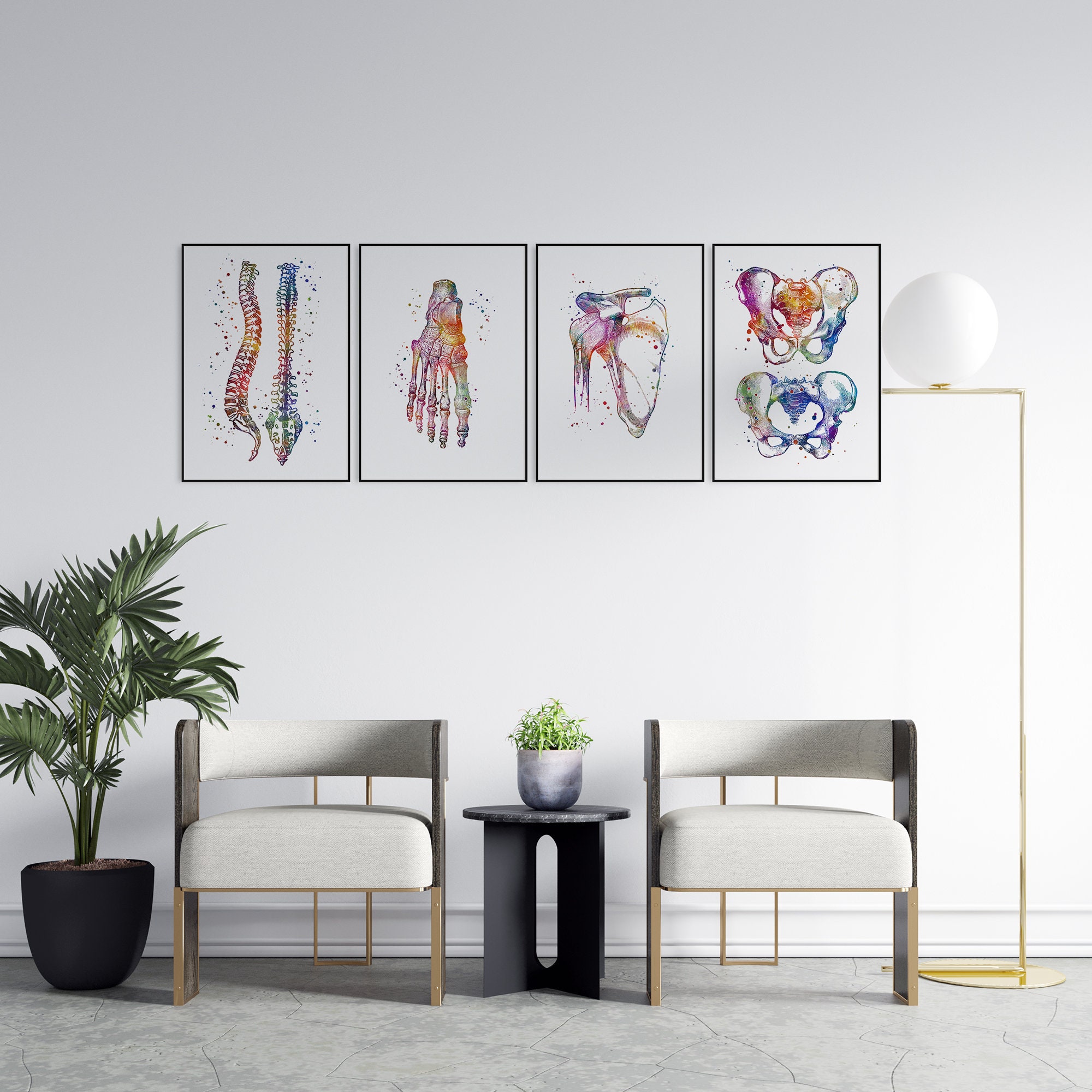 Physiotherapist Office Decor - Anatomy Art Watercolor Prints - Gifts ...