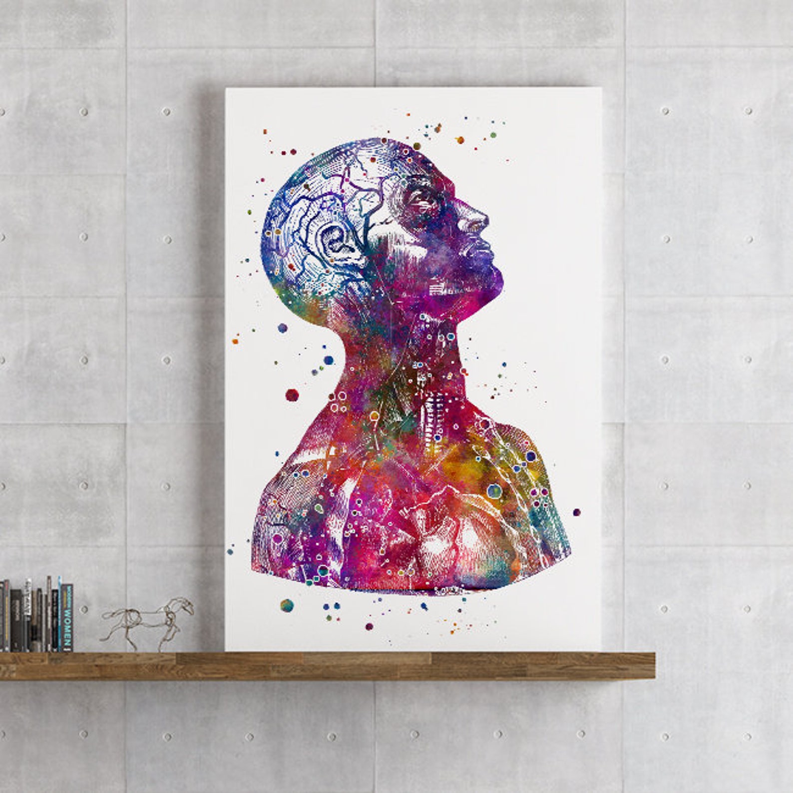 Human Anatomy Art Head and Neck Medical Watercolor Print | Etsy