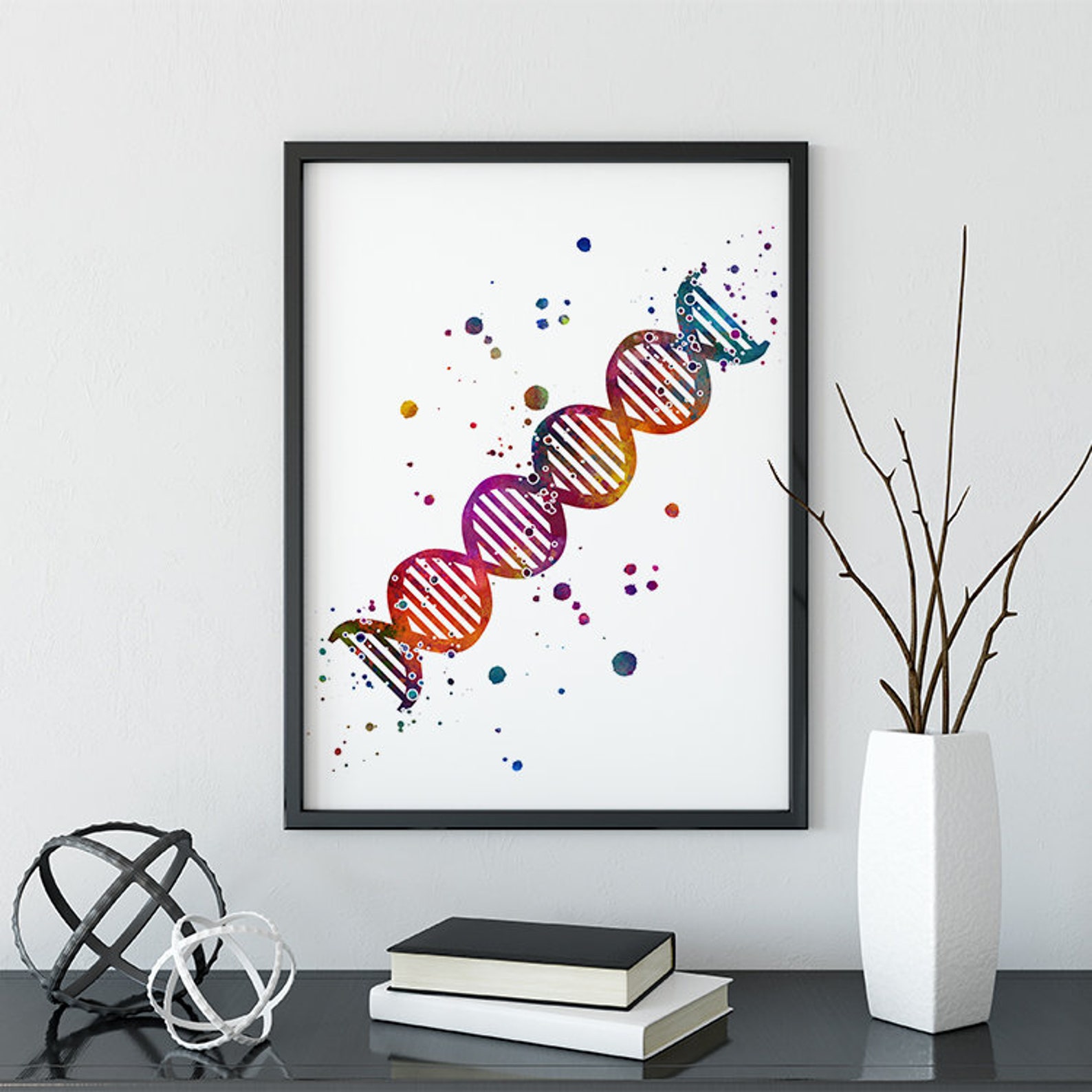 DNA Watercolor Print Science Wall Art Genetics Professor | Etsy