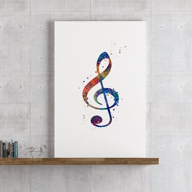 Music art Treble clef poster Music room decor Treble clef | Etsy
