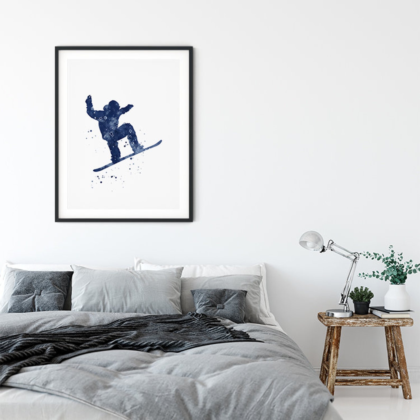 Snowboarding Gift for Snowboarder Navy Blue Boys Room Decor - Etsy