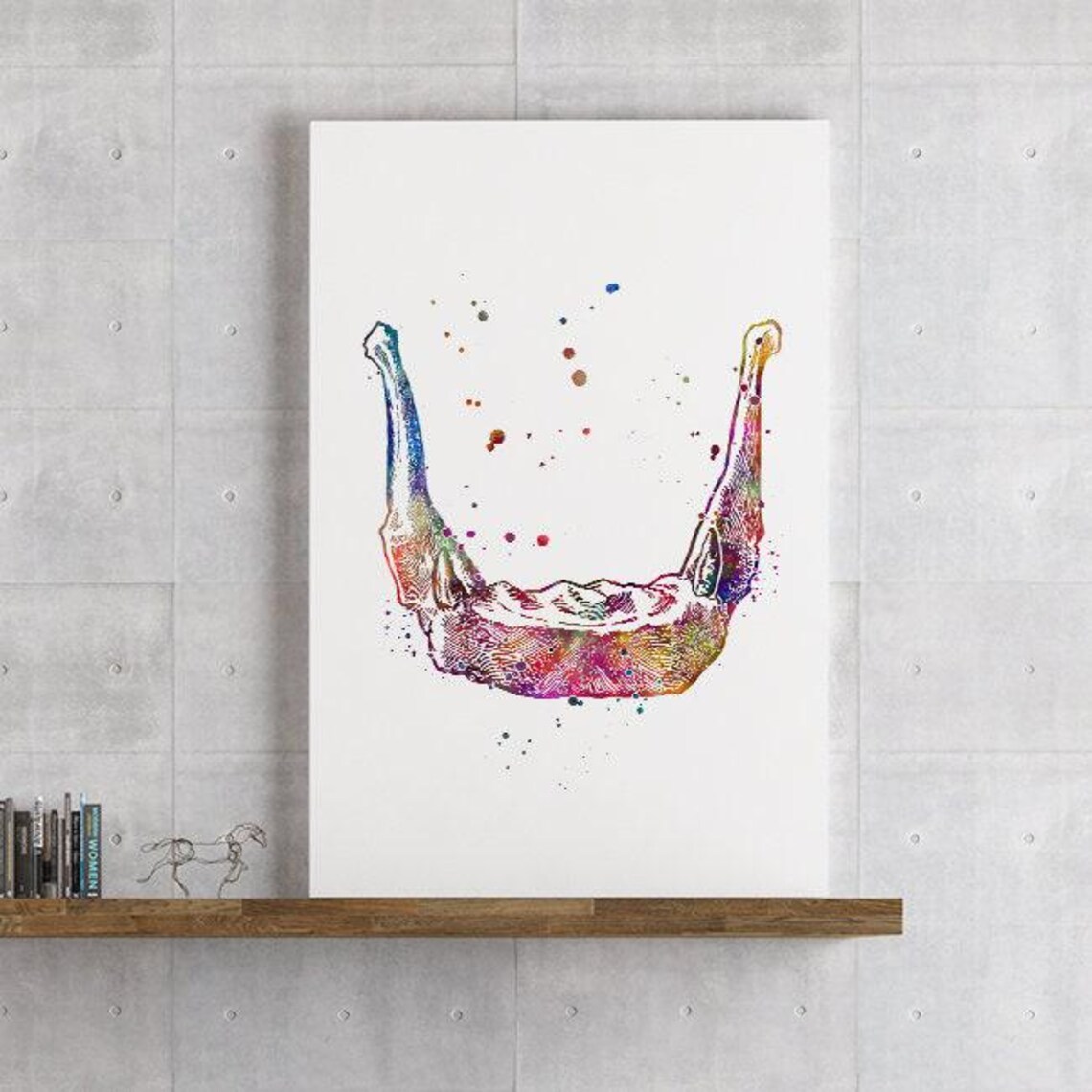 Hyoid Bone Print, Sleep Doctor Office Decor, Multicolored Watercolor ...