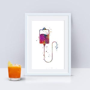 Intravenous IV Solution Bag Watercolor Print, Medical Art Poster ...