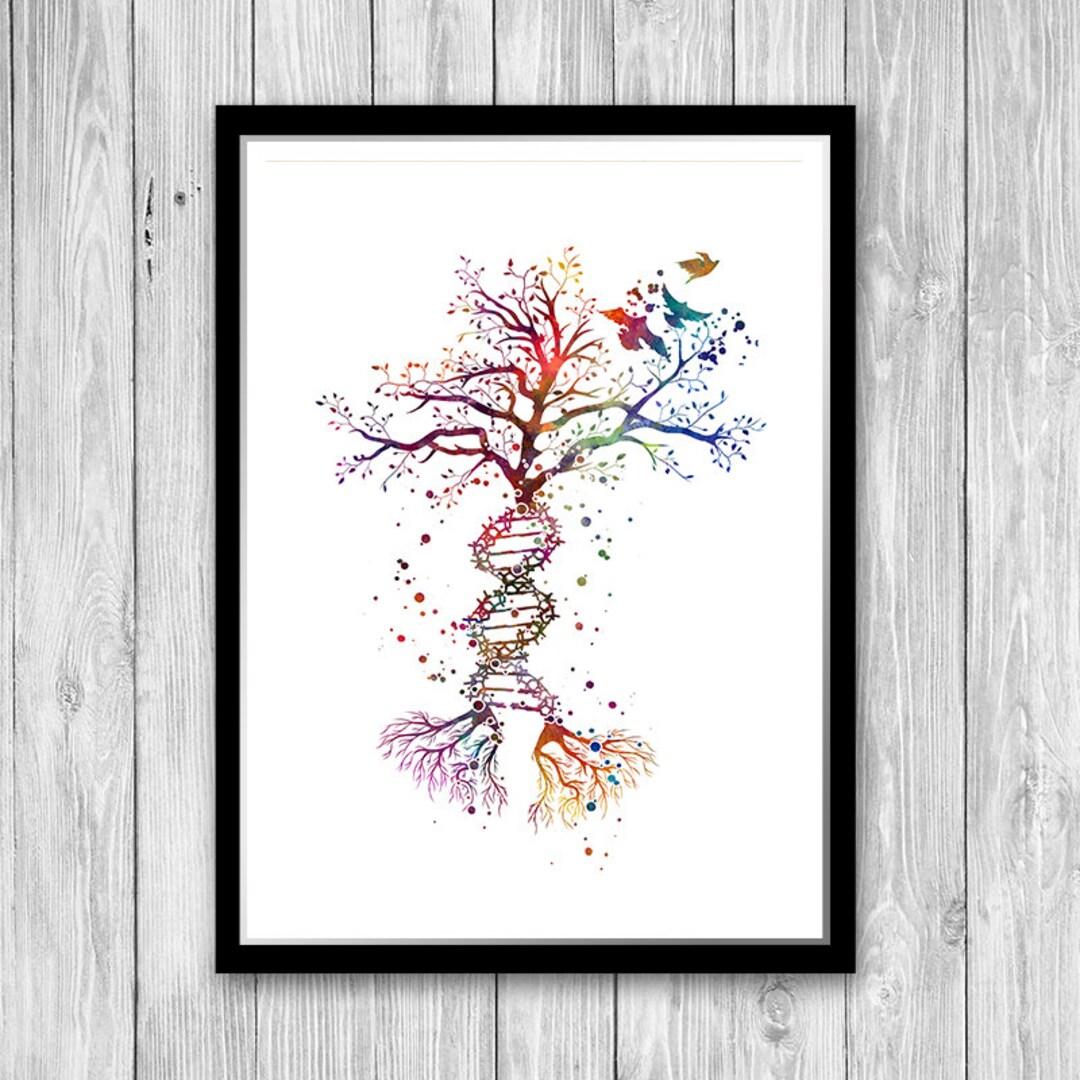Genetic Science Art DNA Tree of Life Watercolor Print Genetics - Etsy