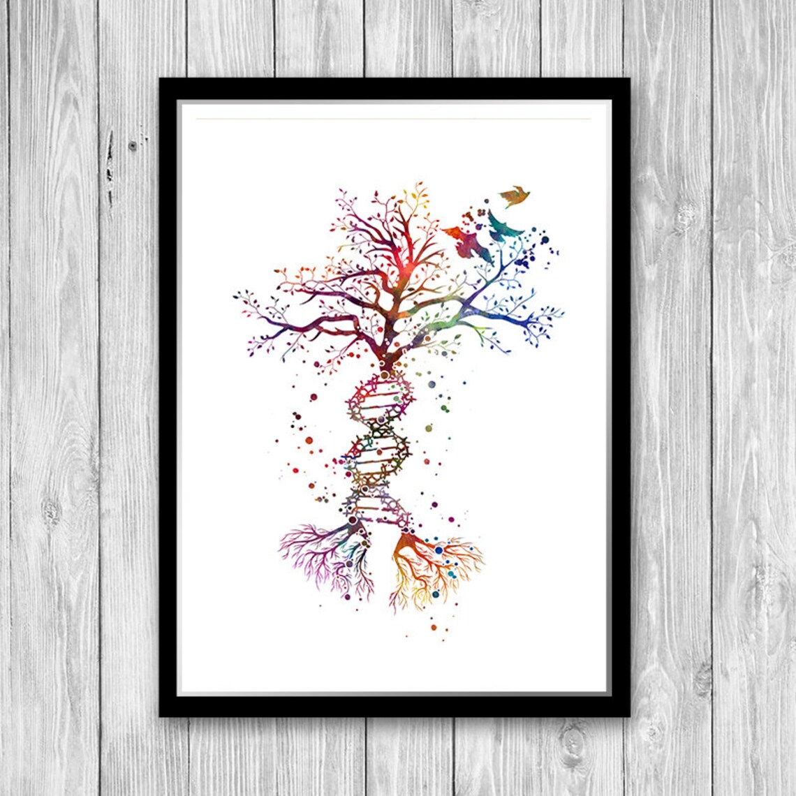 Genetic Science Art DNA Tree of Life Watercolor Print Genetics | Etsy