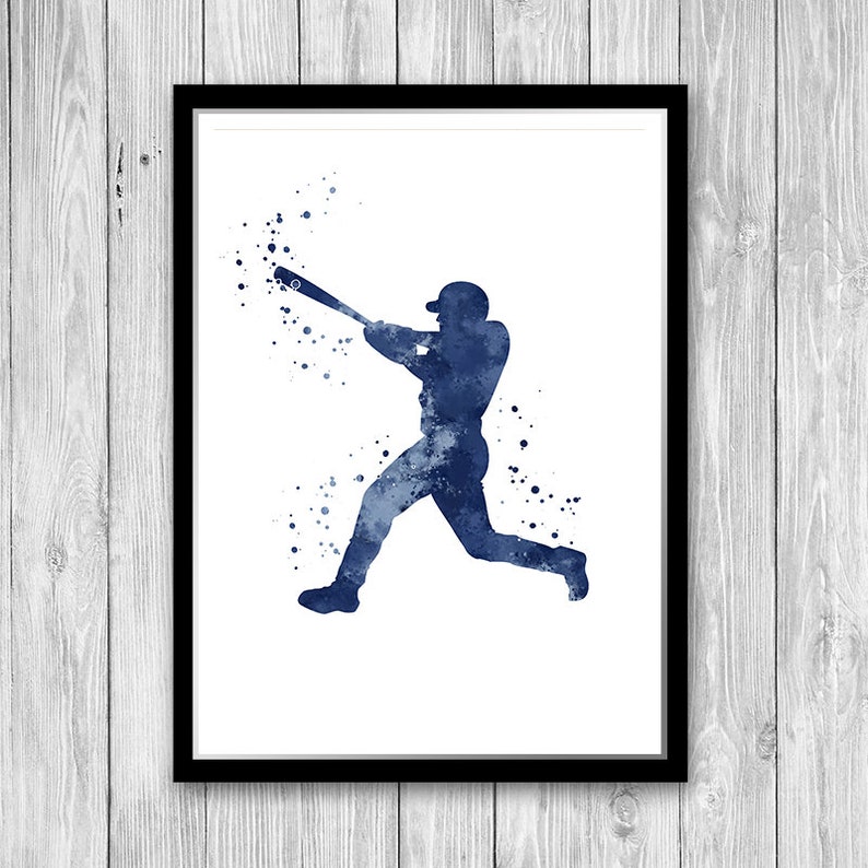 Baseball Art Print Set of 3 Baseball Batter Pitcher and | Etsy