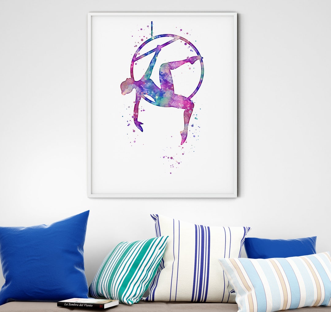 Aerial Hoop Print, Watercolor Aerialist Acrobat Artwork for Girl Room ...