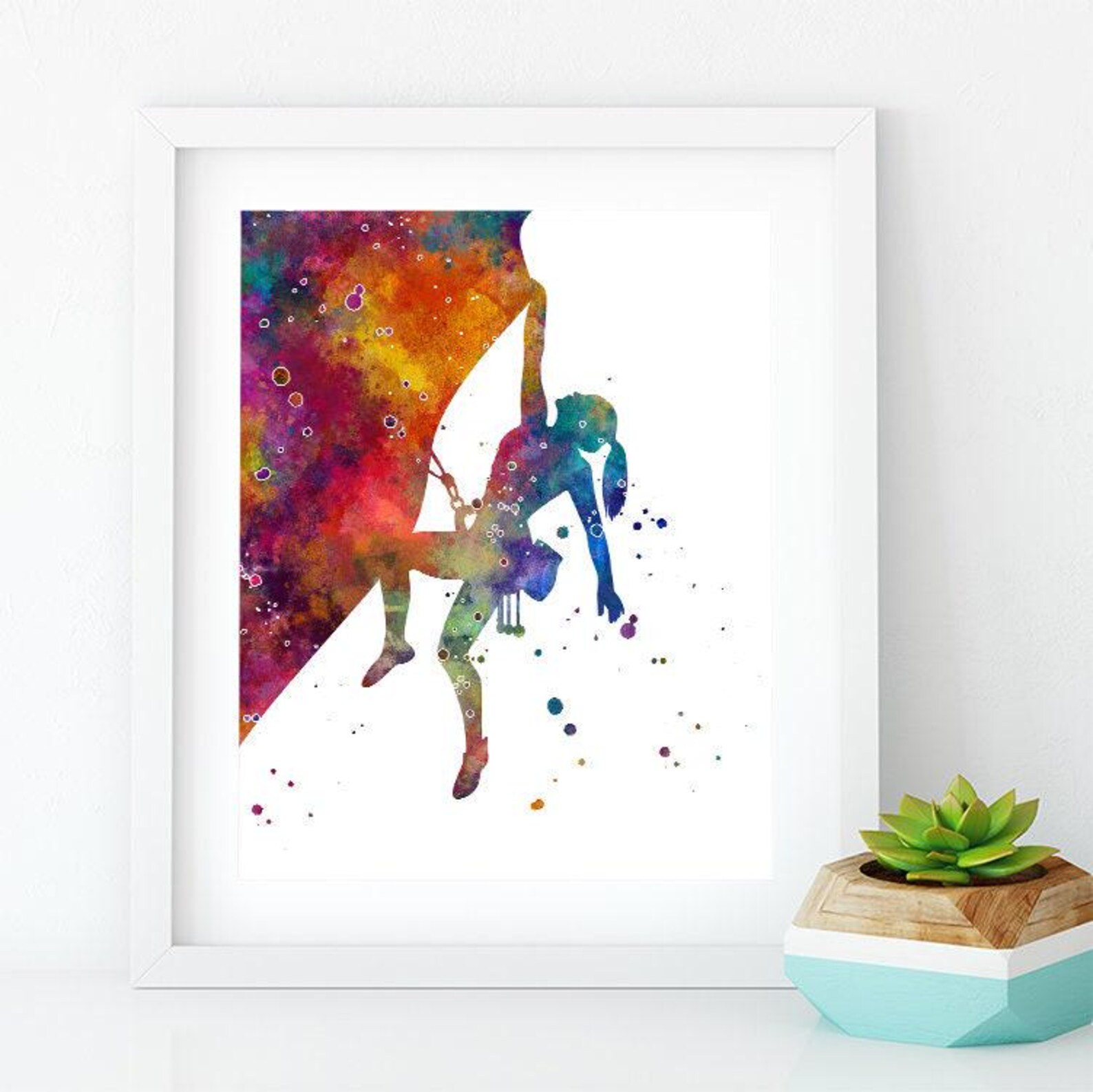 Rock Climbing Art, Climber Girl Watercolor Print, Extreme Sport Poster ...