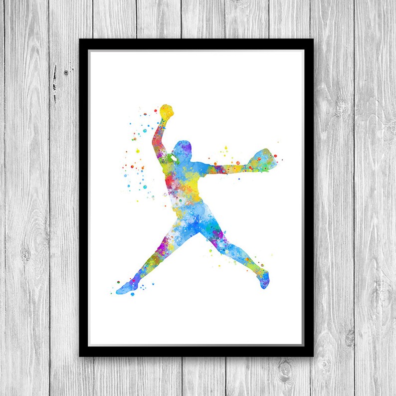 Softball Pitcher Girl Player Art Print Girls Room Wall Decor - Etsy
