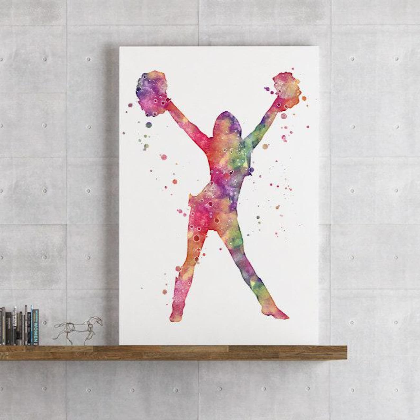 Cheerleading Print, Watercolor Artwork for Teen Girl Room Decor ...