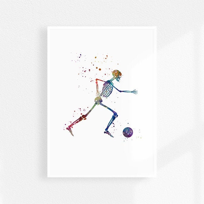 Skeleton Soccer Player Watercolor Print Physical Therapist - Etsy