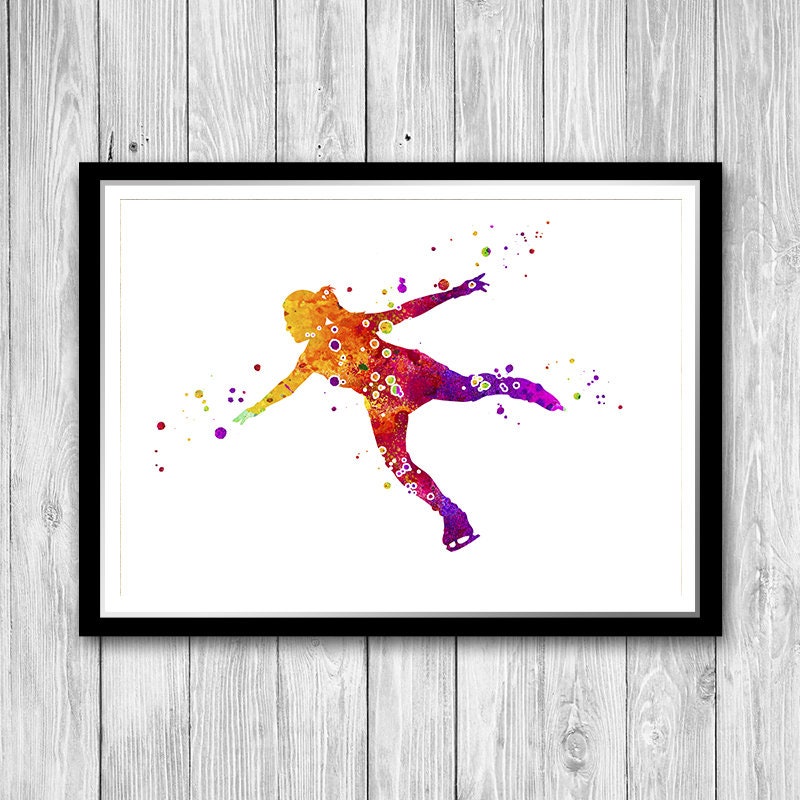 Figure Skating Gift Figure Skater Watercolor Art Print Ice - Etsy