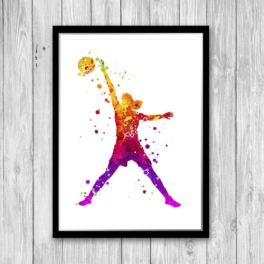 Basketball Girl Player Print Watercolor Art Poster Girls Room Decor ...