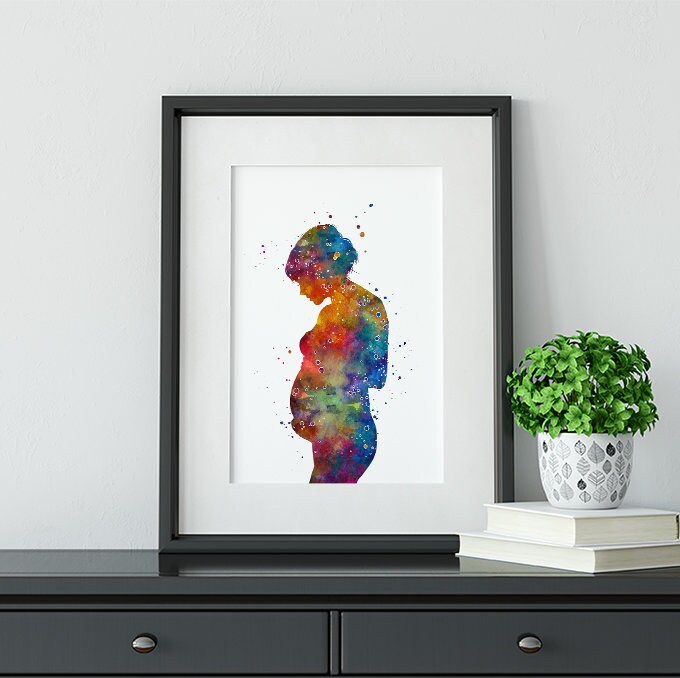 Midwife Art Pregnant Woman Watercolor Art Print Midwife | Etsy