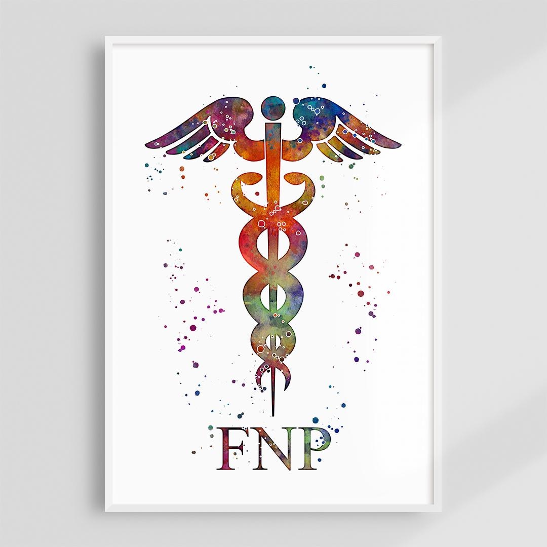 Family Nurse Practitioner Caduceus Print, Watercolor Artwork for FNP ...
