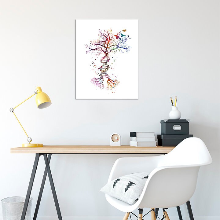 Genetic Science Art DNA Tree of Life Watercolor Print Genetics | Etsy