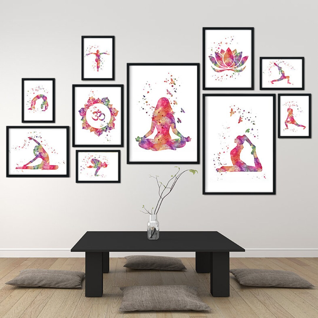 Yoga Print Set of 10 Watercolor Art Prints Yoga Studio Wall Art Decor ...