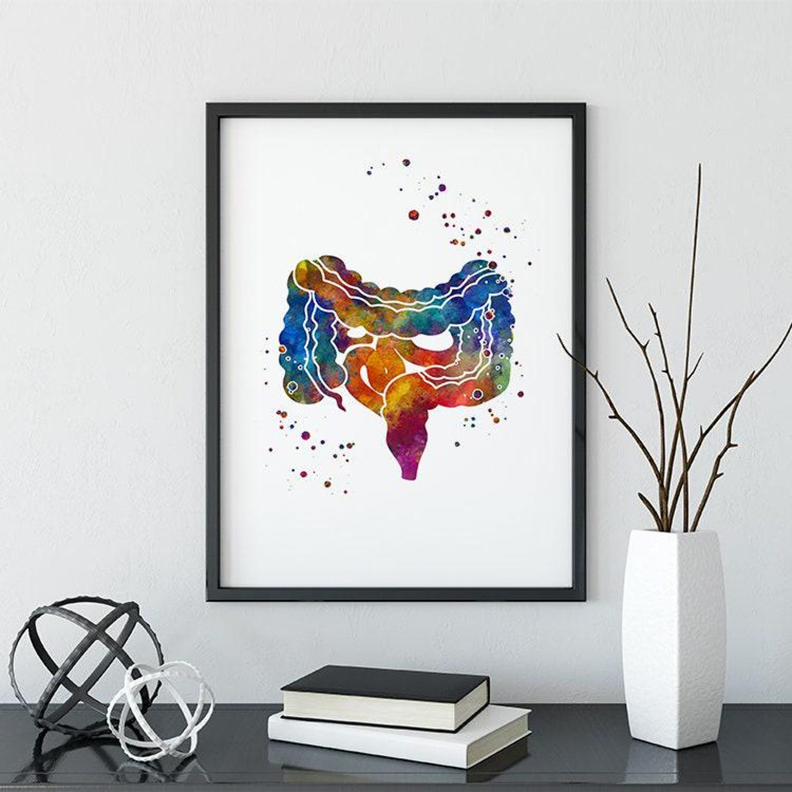 Large and Small Intestine Watercolor Print, Gi Tract Anatomical Poster ...