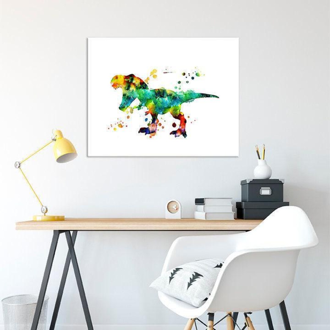 Dinosaur T-rex Watercolor Print, Boys Room Wall Art, Tyrannosaurus ...