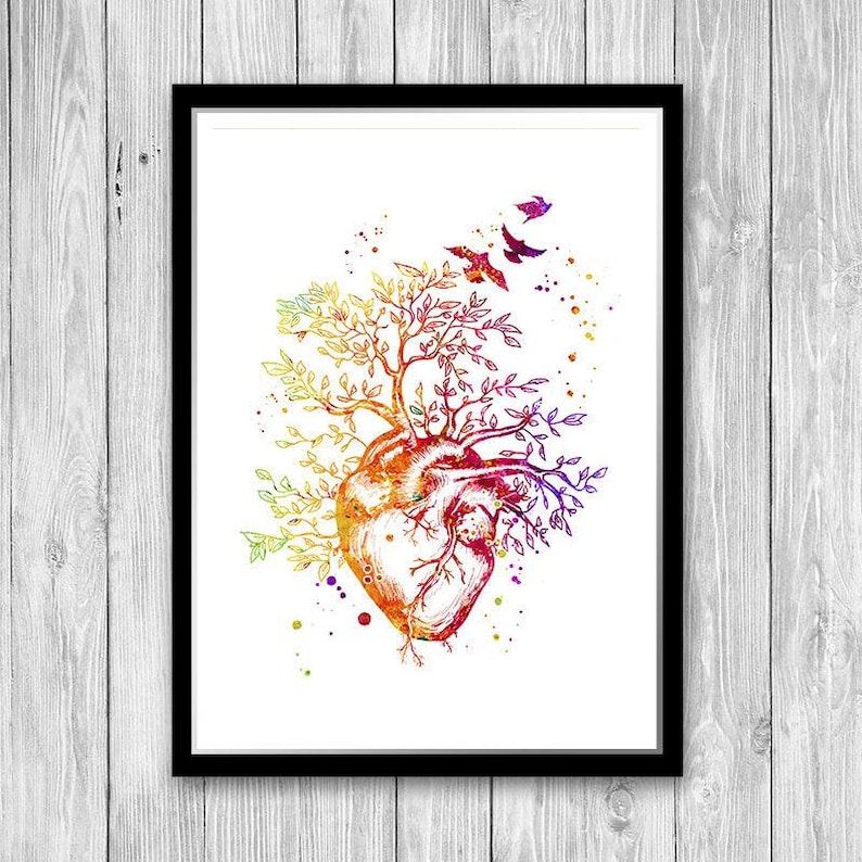Heart Tree Art Print, Human Anatomy Watercolor Artwork, Doctor ...