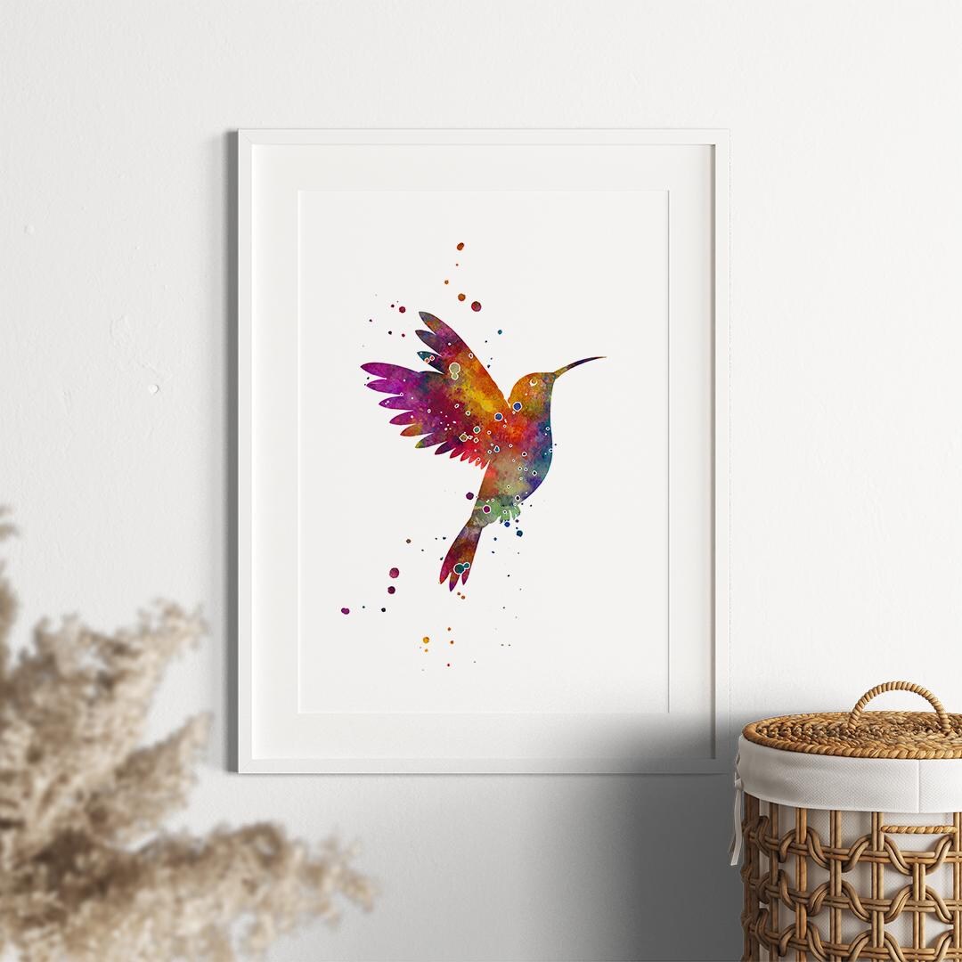 Hummingbird Art | Colibri Colorful Watercolor Print | New Home Wall ...