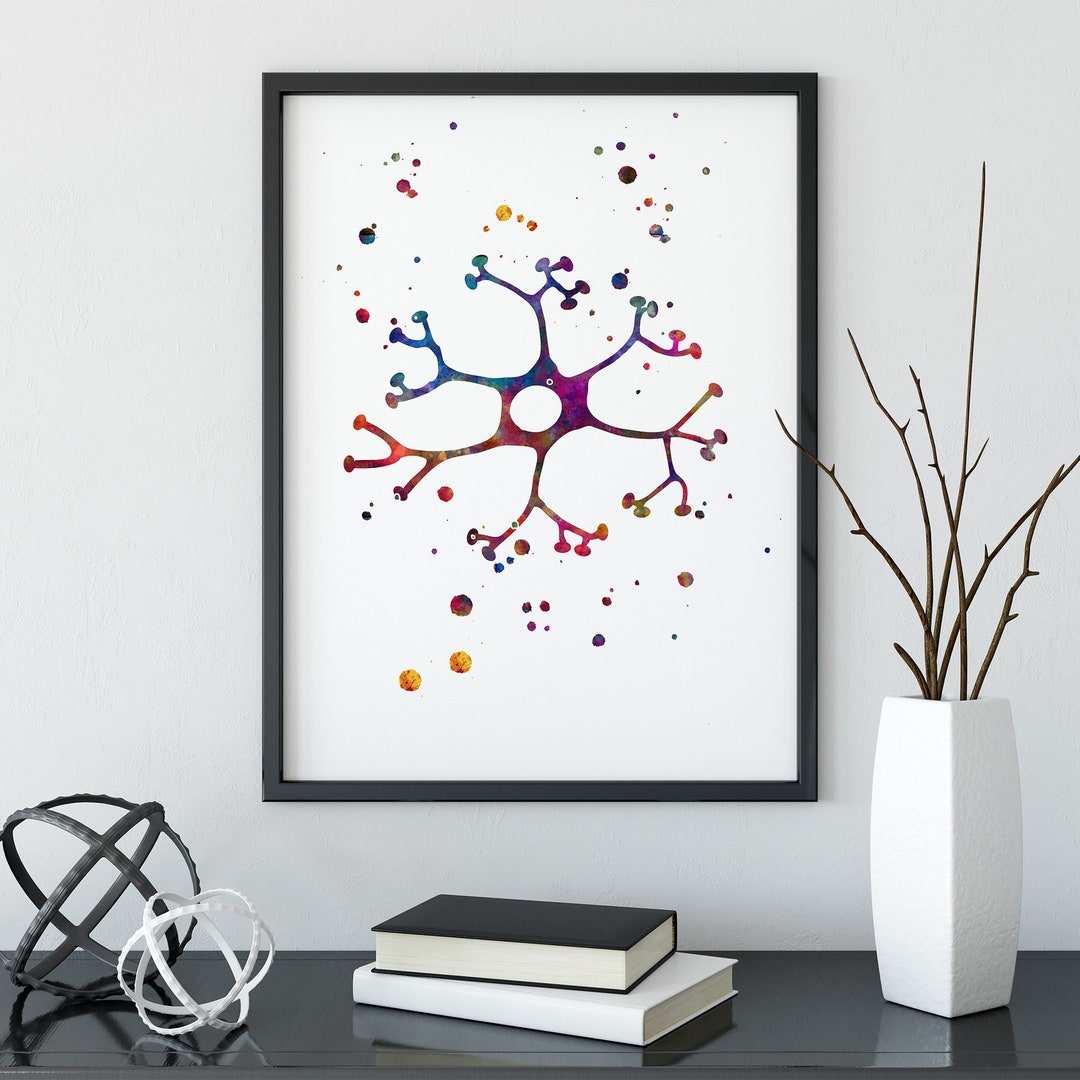 Neuron Art Watercolor Print, Neuroscience Decor, Interneuron ...