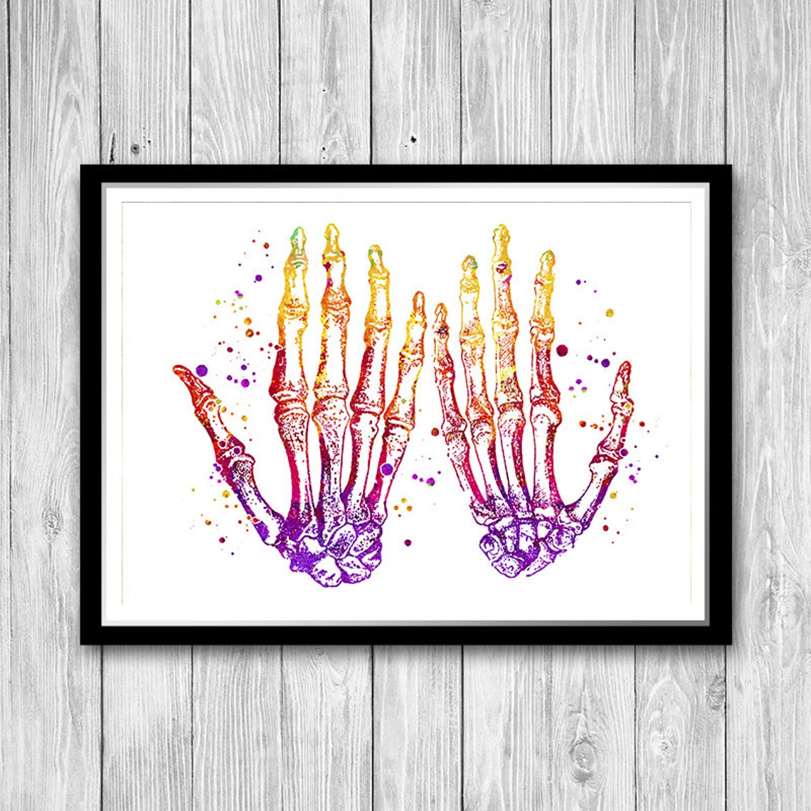 Human Hands Skeleton Medical Poster Anatomy Watercolor Print - Etsy