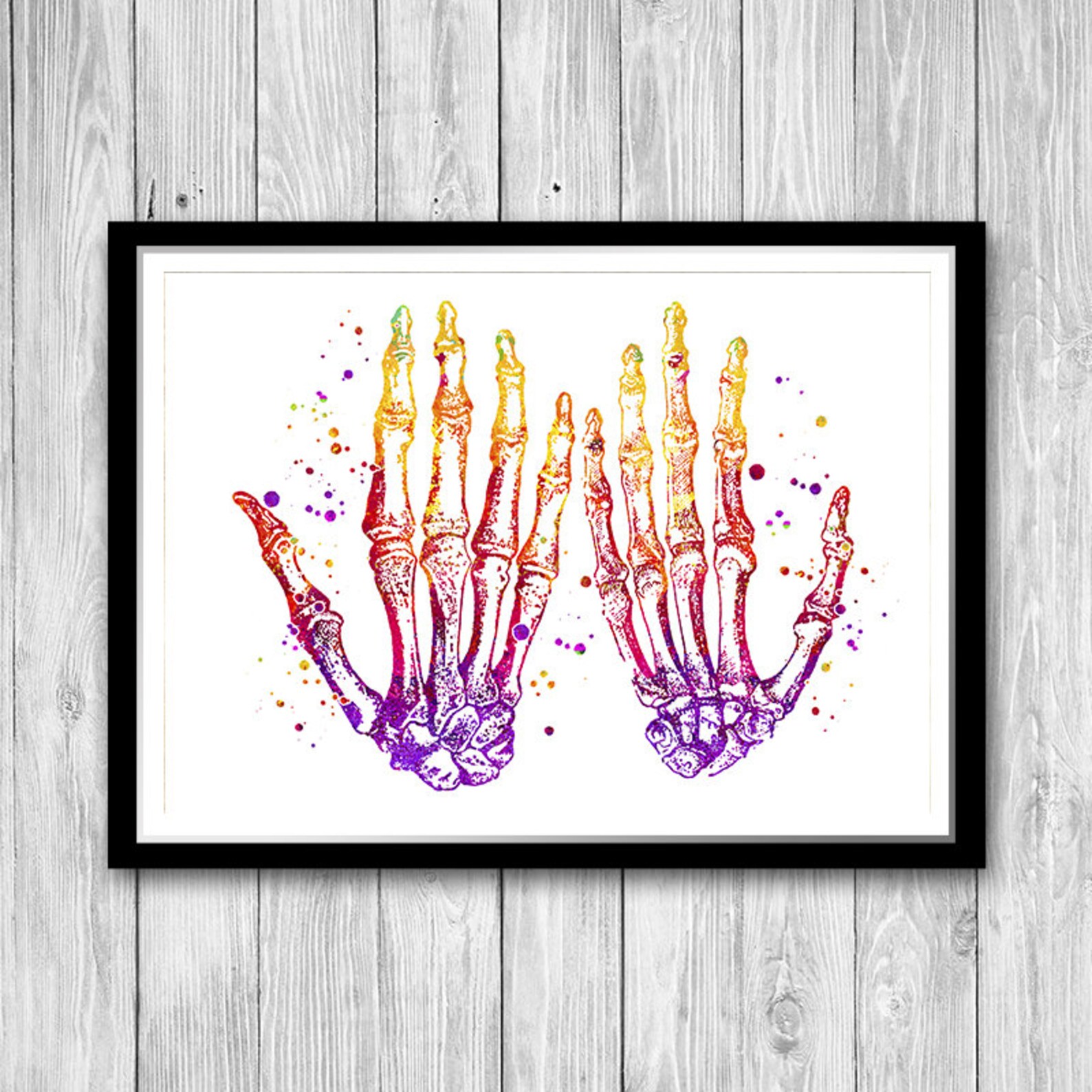 Human Hands Skeleton Medical Poster Anatomy Watercolor Print - Etsy