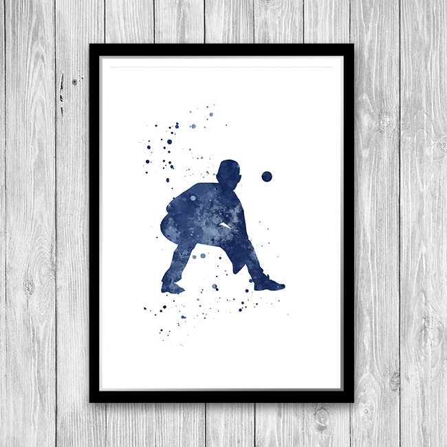 Baseball Art Print Set of 3, Baseball Batter, Pitcher and Catcher - Etsy