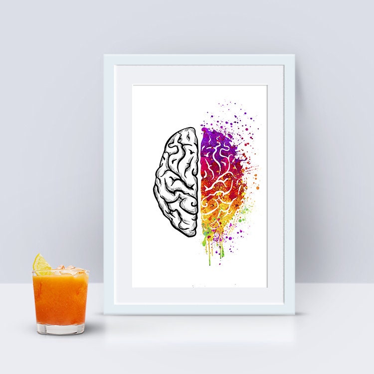 Left and Right Brain Watercolor Print Anatomy Art Neurology - Etsy