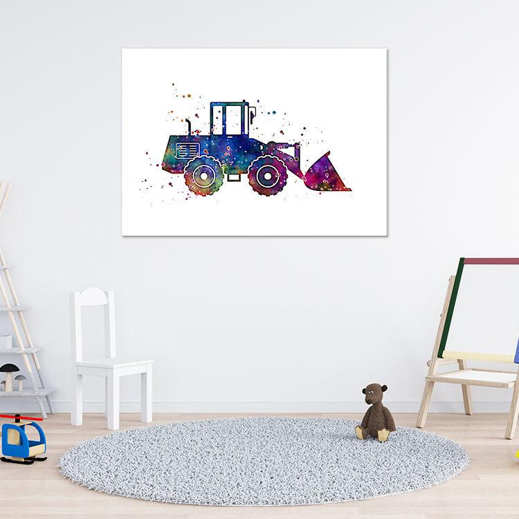 Skid Steer Loader Wall Art for Nursery, Front End Loader Vibrant Ptint ...