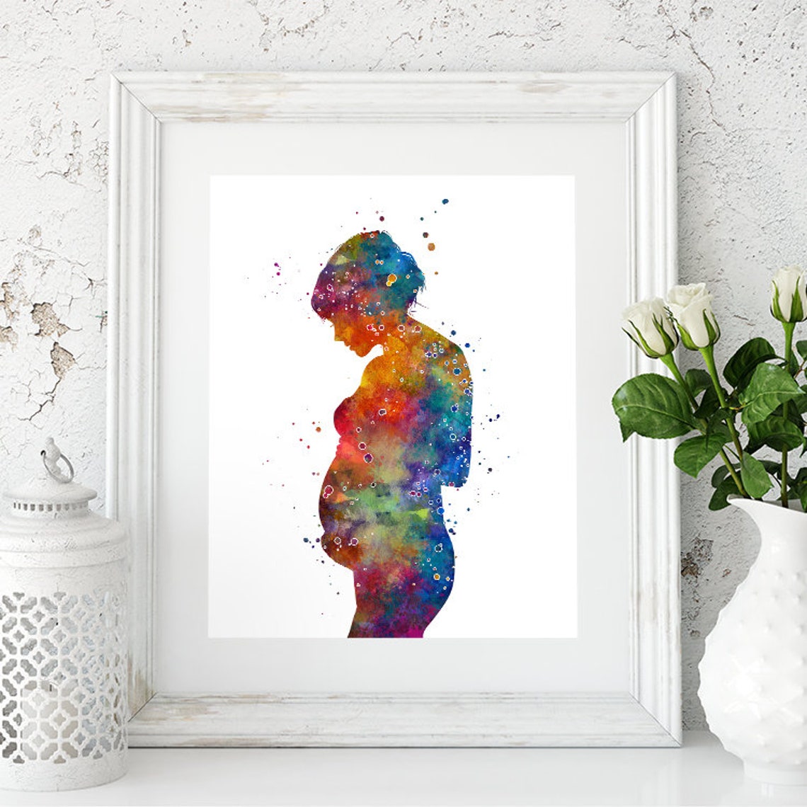 Midwife Art Pregnant Woman Watercolor Art Print Midwife | Etsy