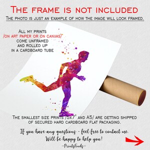 Male Runner, Running Poster Watercolor Print, Sports Decor, Running ...