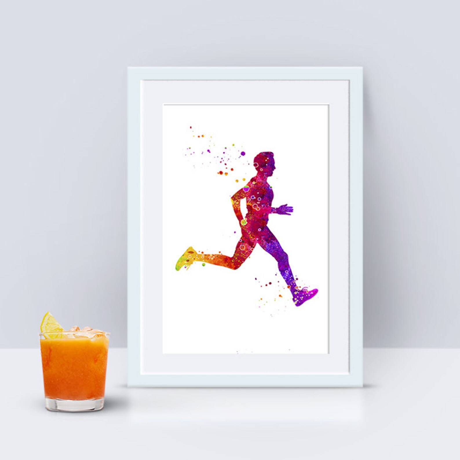 Male Runner, Running Poster Watercolor Print, Sports Decor, Running ...