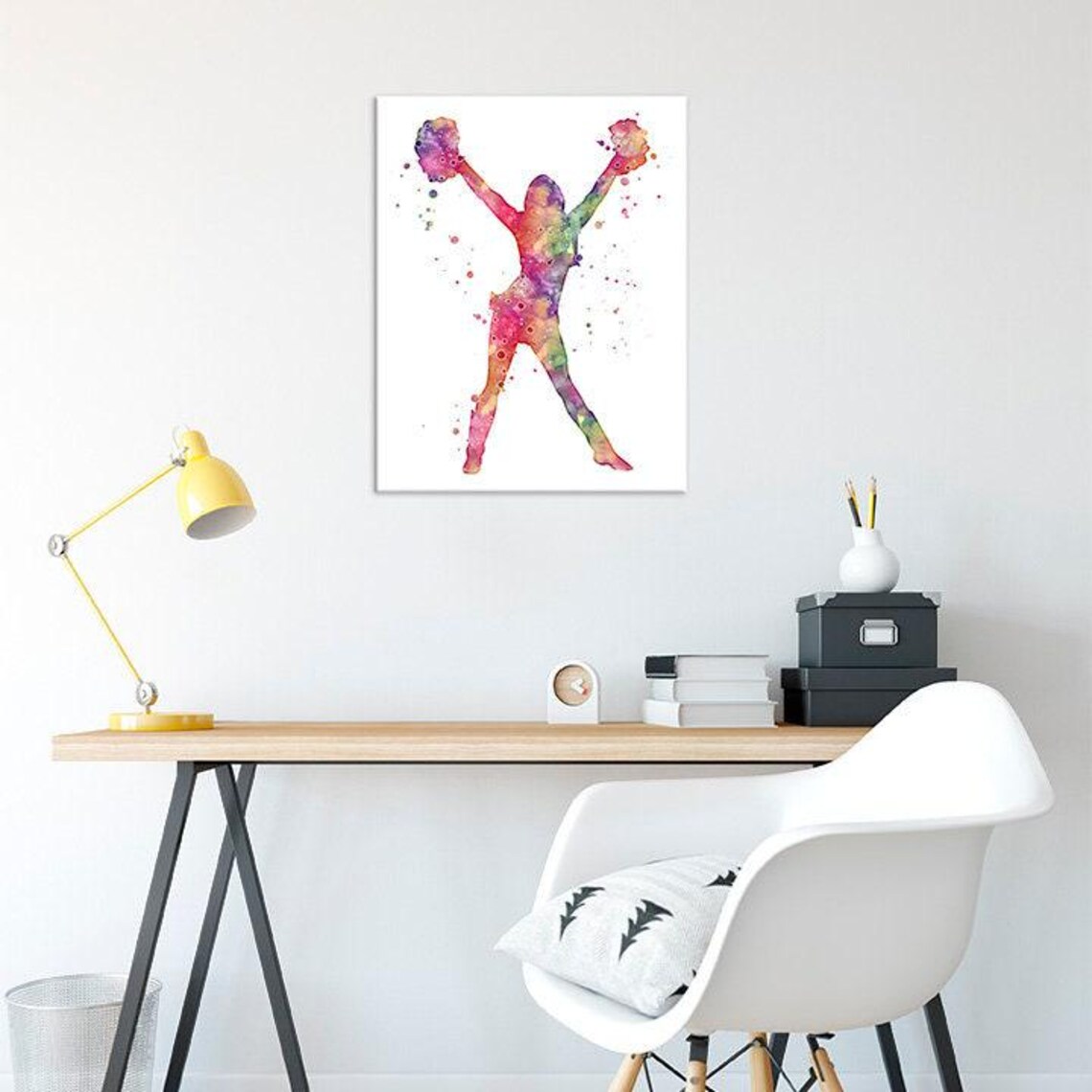 Cheerleading Print, Watercolor Artwork for Teen Girl Room Decor ...