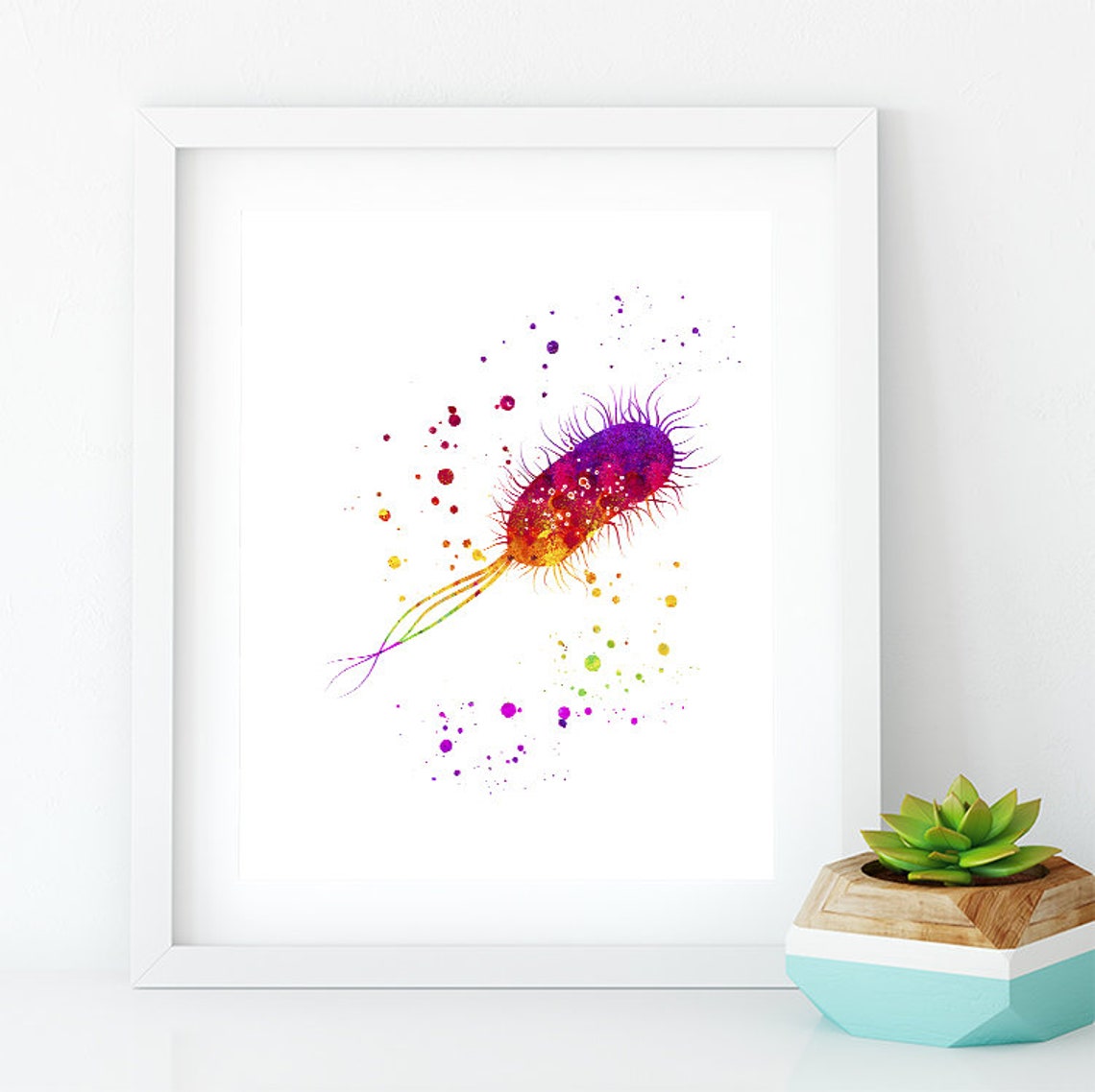 Bacterium Print Escherichia Coli Watercolor Art Print | Etsy
