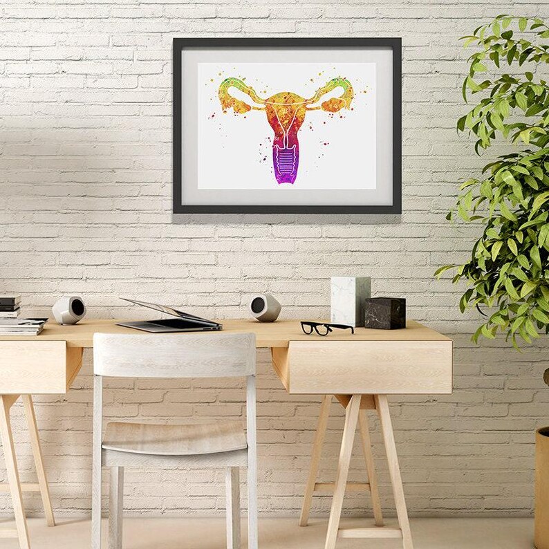 Uterus Art Print, Female Reproductive System Watercolor Artwork, Doctor ...