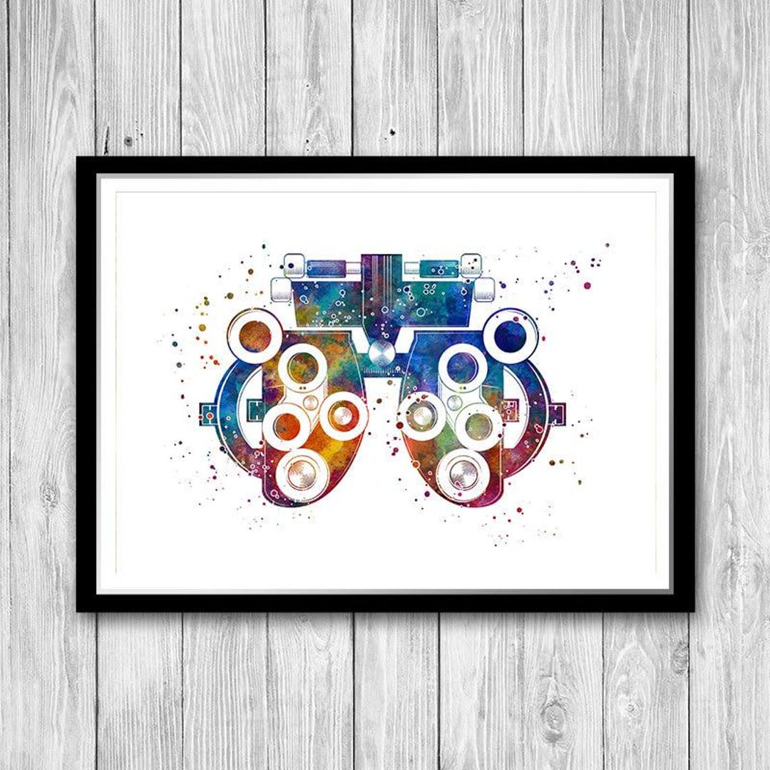 Optometry Tool Phoropter Watercolor Print Optometrist Office Decor ...