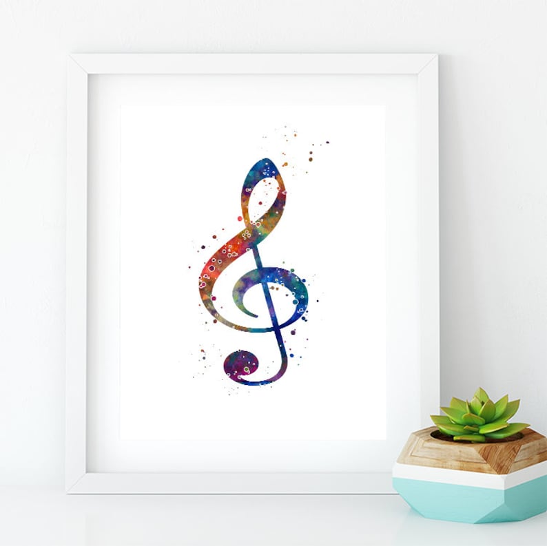 Music Art Treble Clef Poster Music Room Decor Treble Clef | Etsy