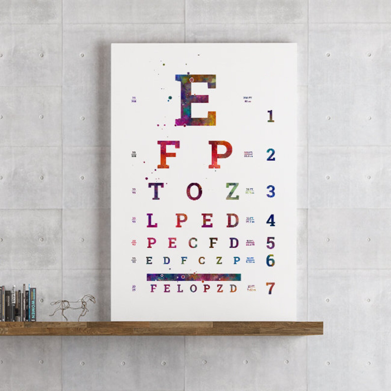 Eyes Test Charts Watercolor Print Optometrist Gift Optician - Etsy