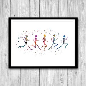 Physical Therapist Gift Skeleton Running Print Sports Medicine Art ...