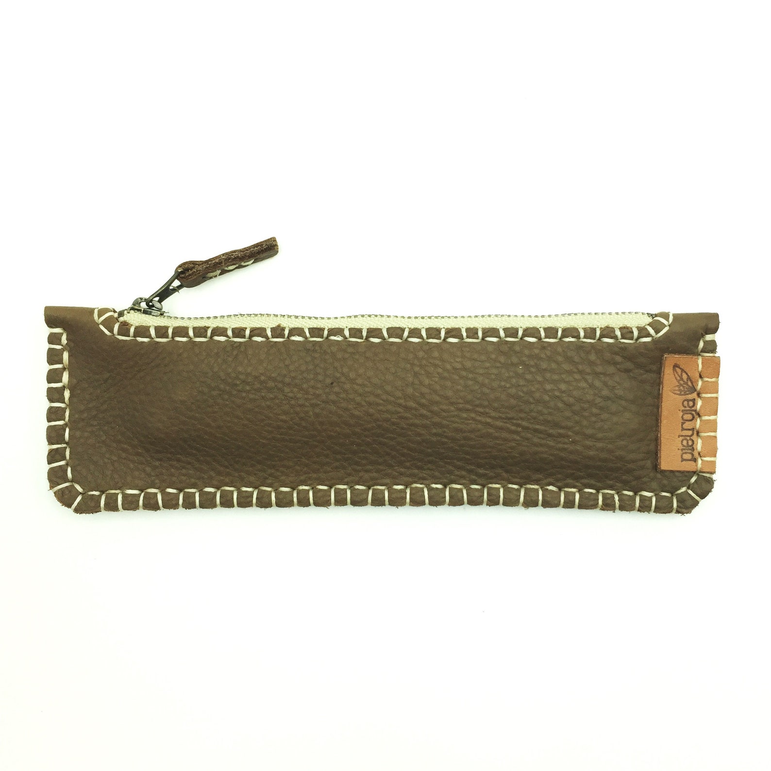 Minimalist Pencil Case in Brown Leather | Etsy