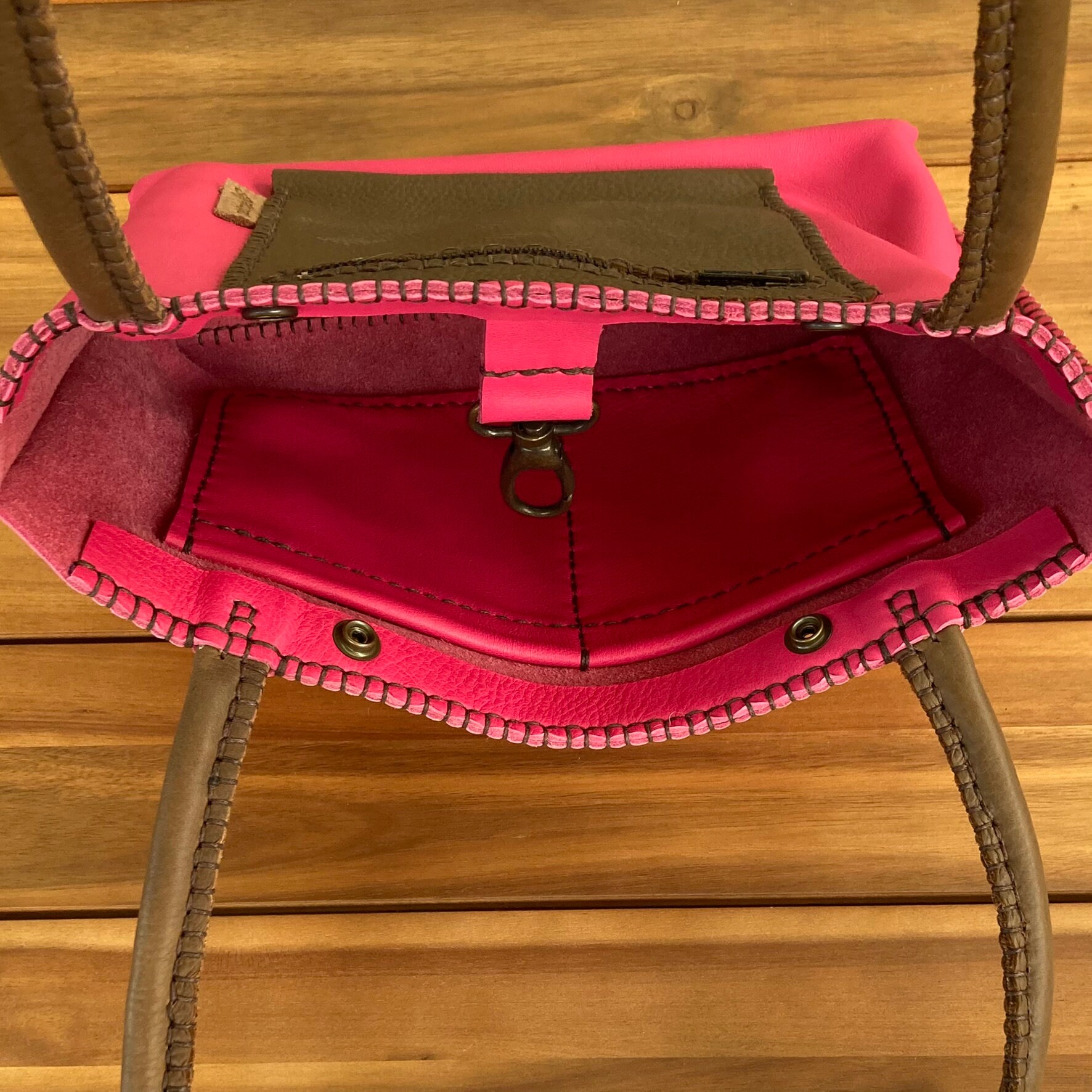 Tote Bag in Pink Fuchsia Leather, Youthful and Cheerful - Etsy