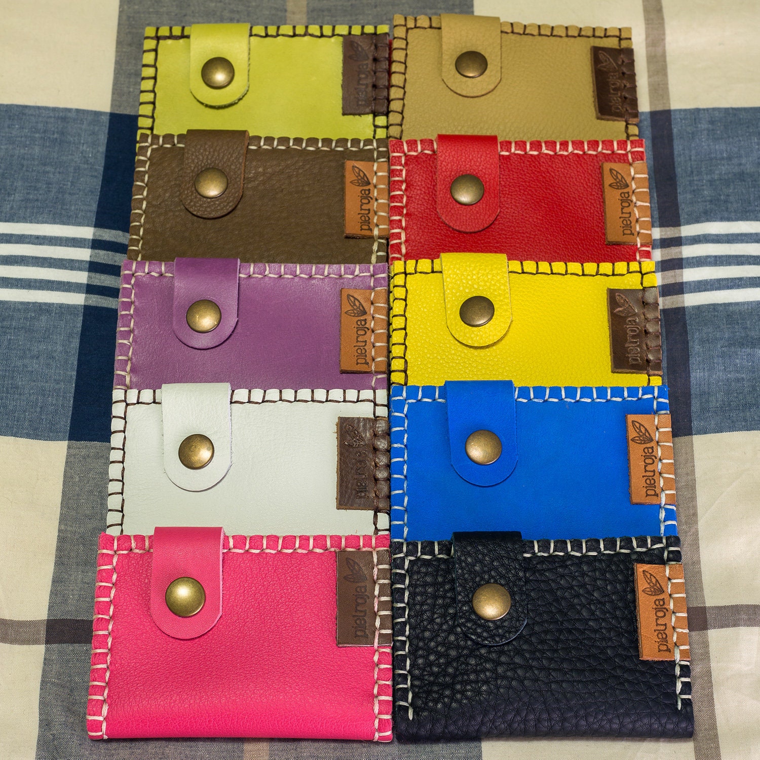 Colorful Red Leather Card Holder - Etsy
